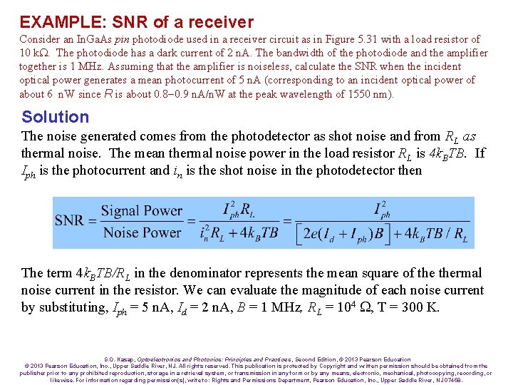 NEP and Dark Current The dependence of NEP