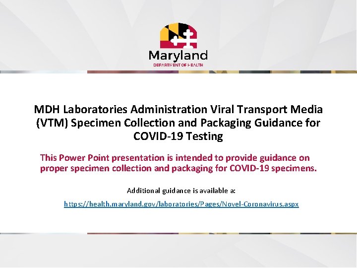 MDH Laboratories Administration Viral Transport Media VTM Specimen