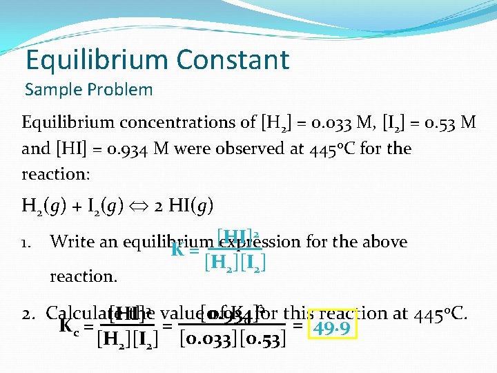 Unit 9 Chemical Equilibrium AcidBase Chemistry Reversible Reactions