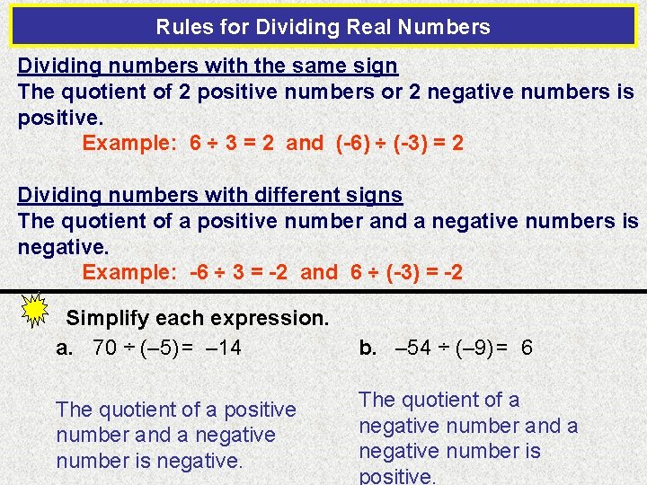 Section 1 6 Multiply and Divide Real Numbers