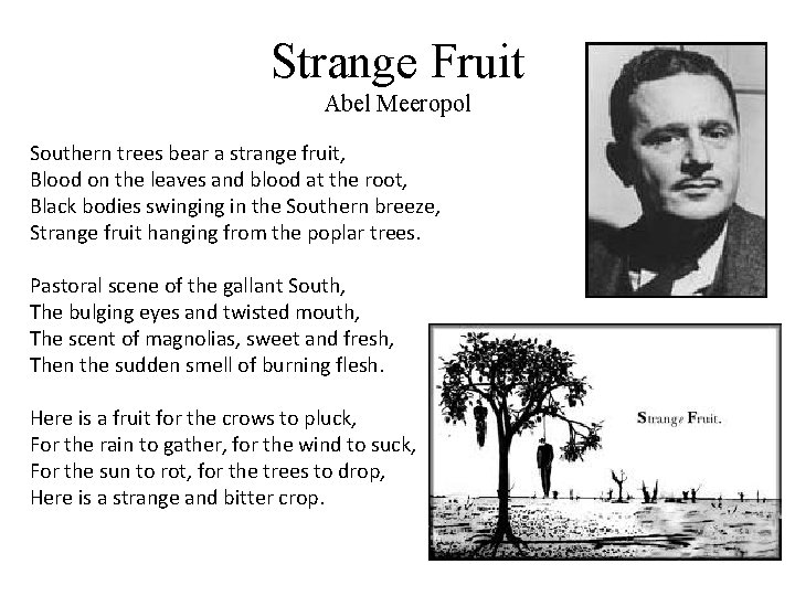 Strange Fruit Abel Meeropol Southern trees bear a