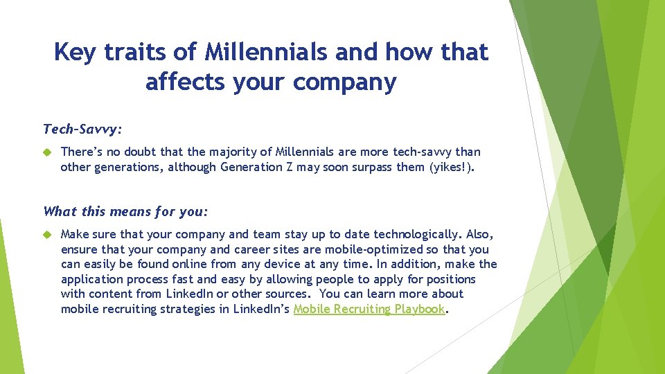 Managing Millennials Learning Objectives 1 How to define
