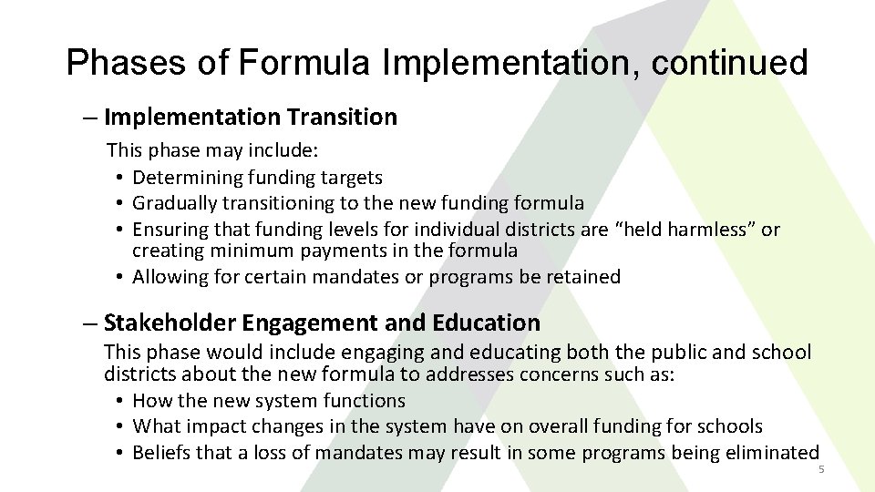 Recommendations for Funding Formula Implementation Strategies Amanda Brown