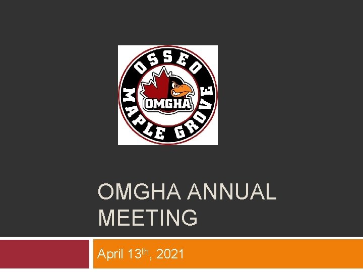 OMGHA ANNUAL MEETING April 13 th 2021 Agenda
