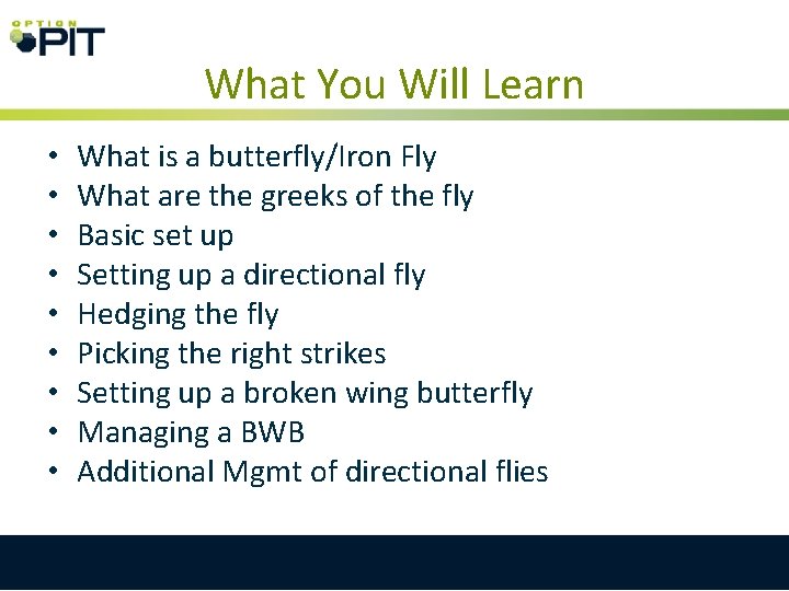 Butterfly Intensive Part 1 The Option Pit Method
