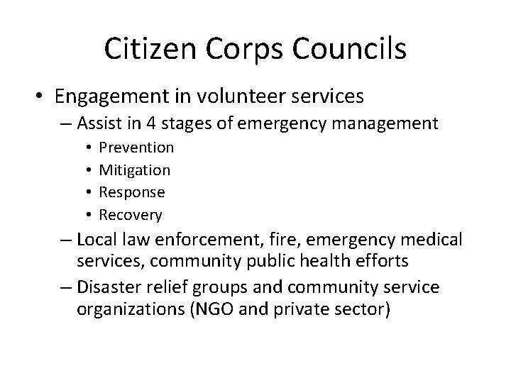 Citizen Corps Introduction Session 6 Citizen Corps Mission