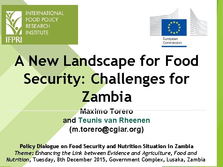 A New Landscape for Food Security Challenges for