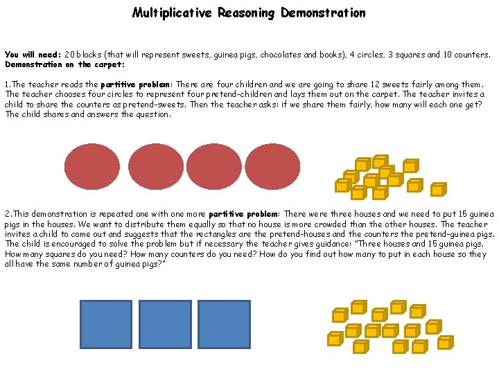Multiplicative Reasoning Demonstration You will need 20 blocks