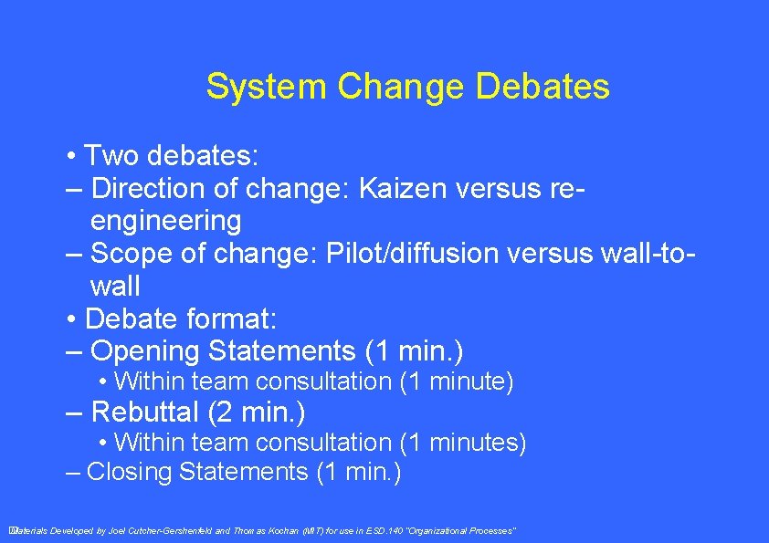 Organizational Processes for TPP Session 11 Organizational Change