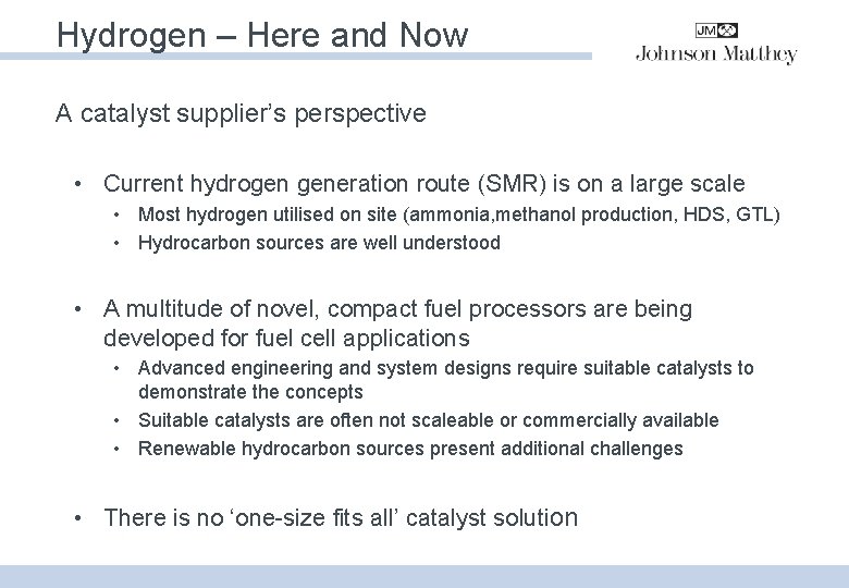 Challenges in Sustainable Hydrogen Production David Wails Low