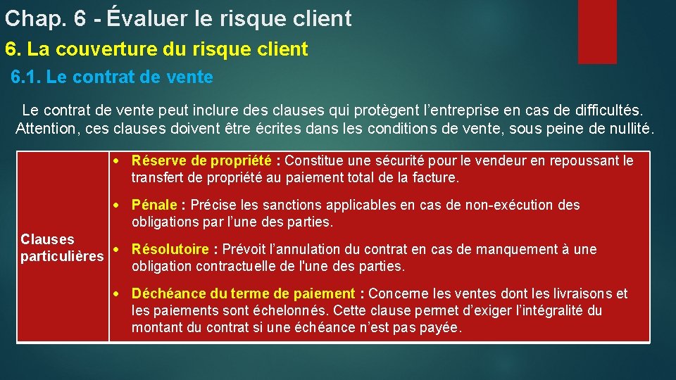Chap 6 valuer le risque client 6 La