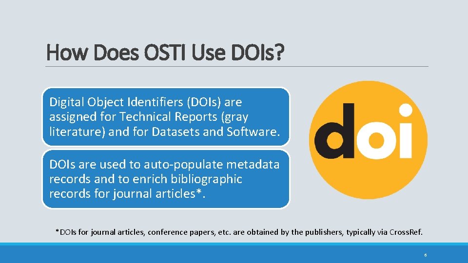 The Basics of DOI Registration LORRIE JOHNSON U
