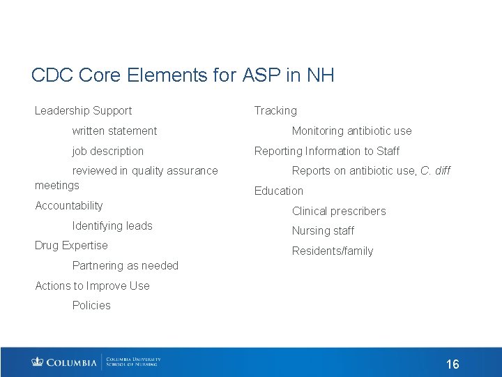 ANTIBIOTIC STEWARDSHIP IN NURSING HOMES Pat W Stone