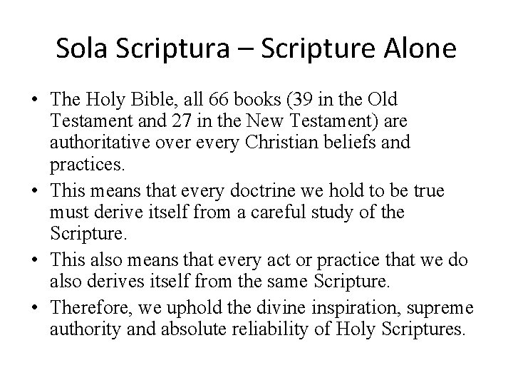 BACK TO BASICS Sola Scriptura Scripture Alone Pastor
