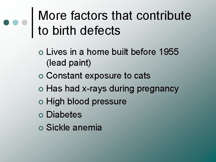 Birth Defects FACTS About 150 000 babies are
