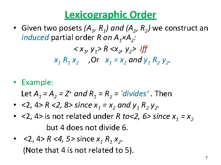 8 6 Partial Orderings Definition Let R be