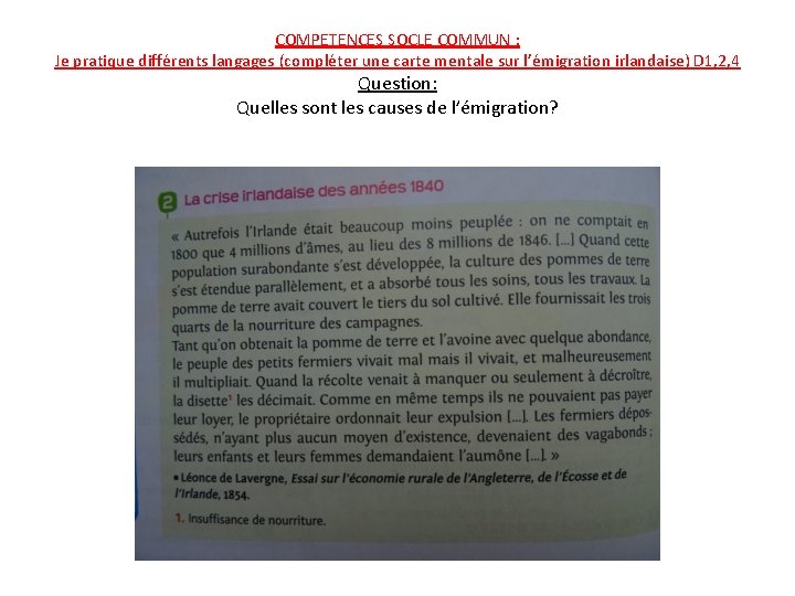COMPETENCES SOCLE COMMUN Janalyse un document une image