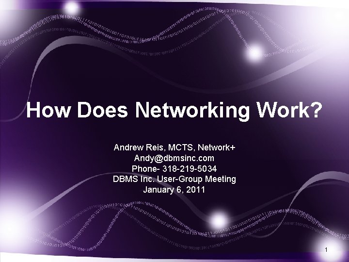 How Does Networking Work Andrew Reis MCTS Network