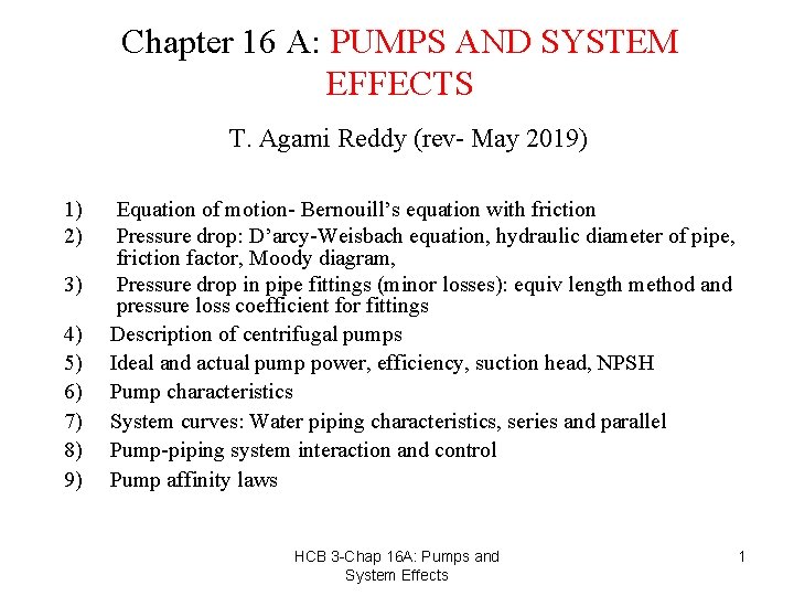 Chapter 16 A PUMPS AND SYSTEM EFFECTS T