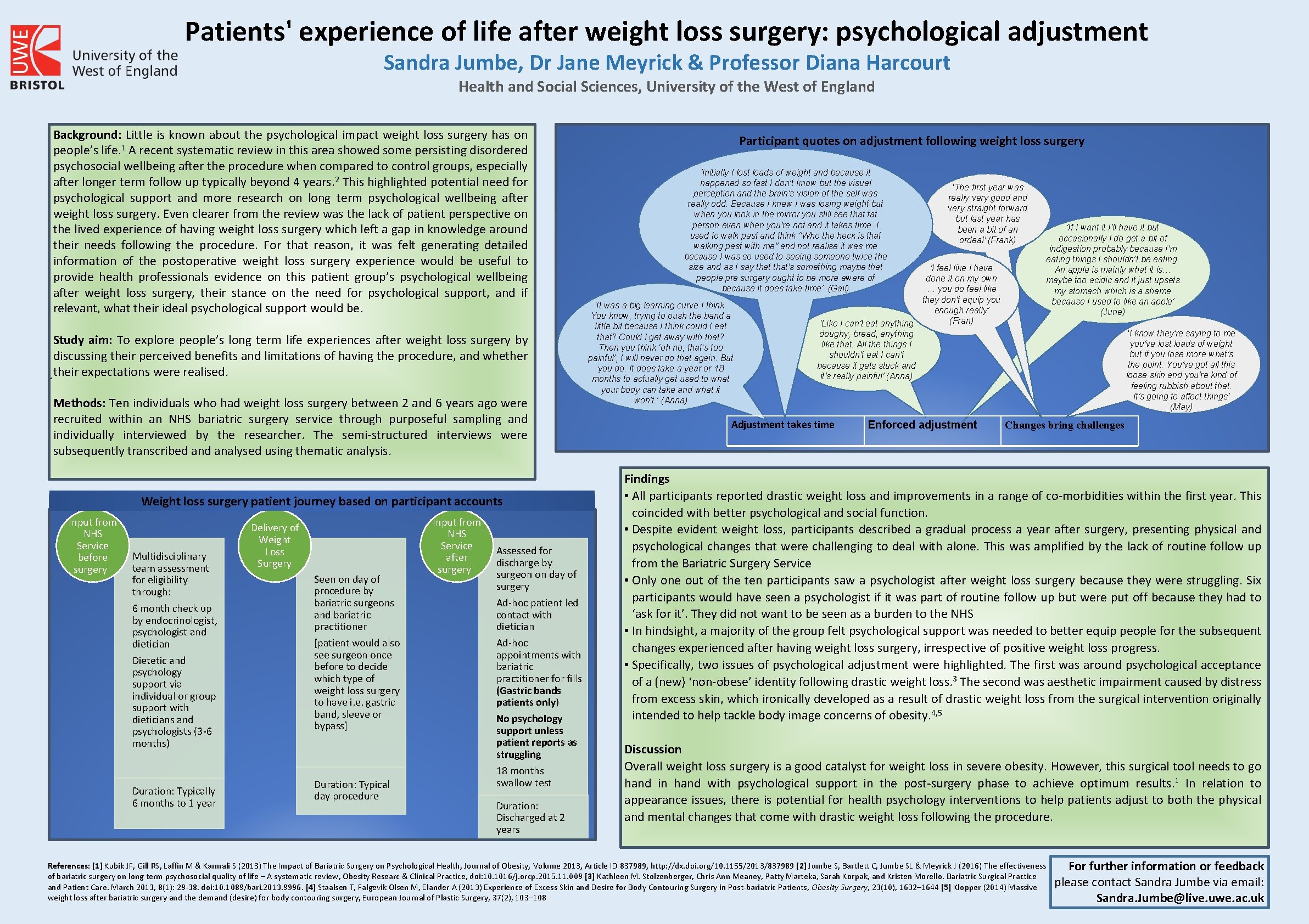 Patients experience of life after weight loss surgery