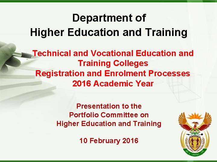 Department of Higher Education and Training Technical and