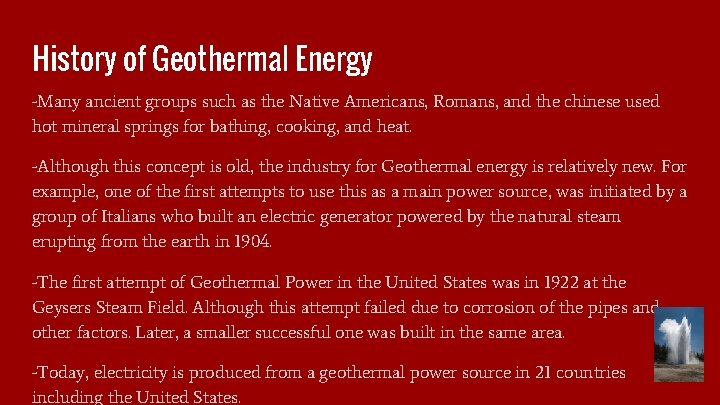 Geothermal Energy Lily Halloway Sarah Douglass Overview Geo