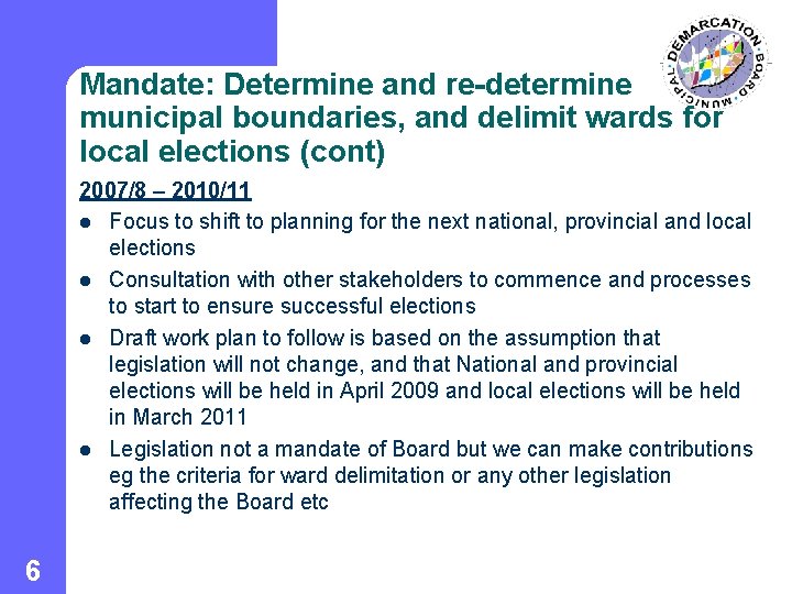 BUDGET REVIEW MUNICIPAL DEMARCATION BOARD SELECT COMMITTEE ON