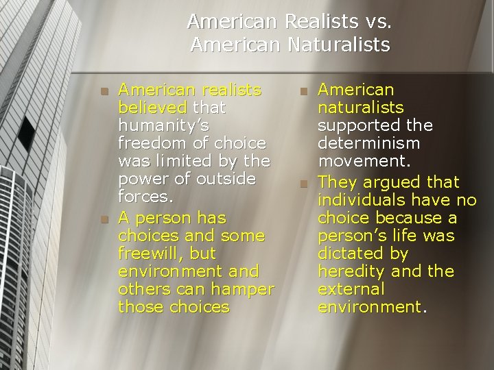 AMERICAN REALISM 1865 1910 Lit Terms for Unit
