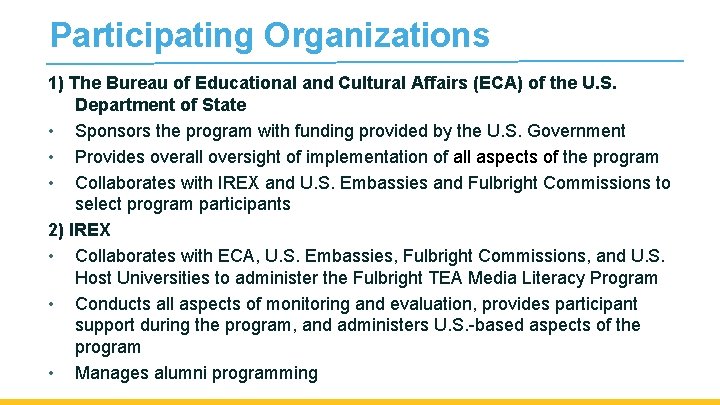 Fulbright Teaching Excellence and Achievement Fulbright TEA 21