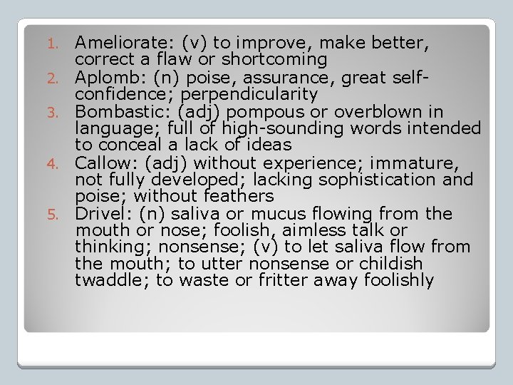 Vocabulary Unit 2 1 2 3 4 5