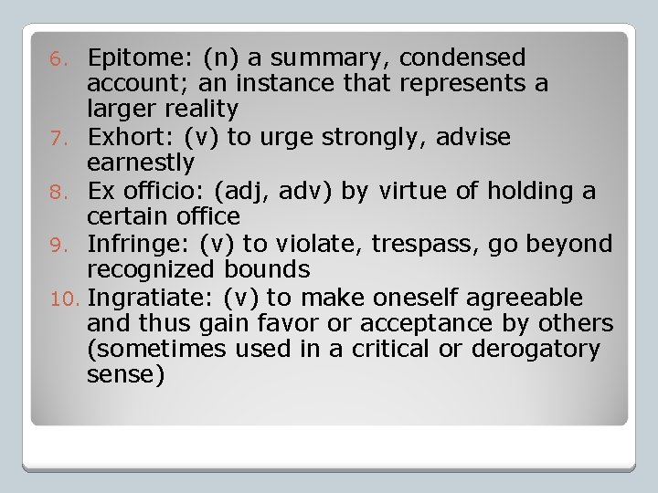 Vocabulary Unit 2 1 2 3 4 5
