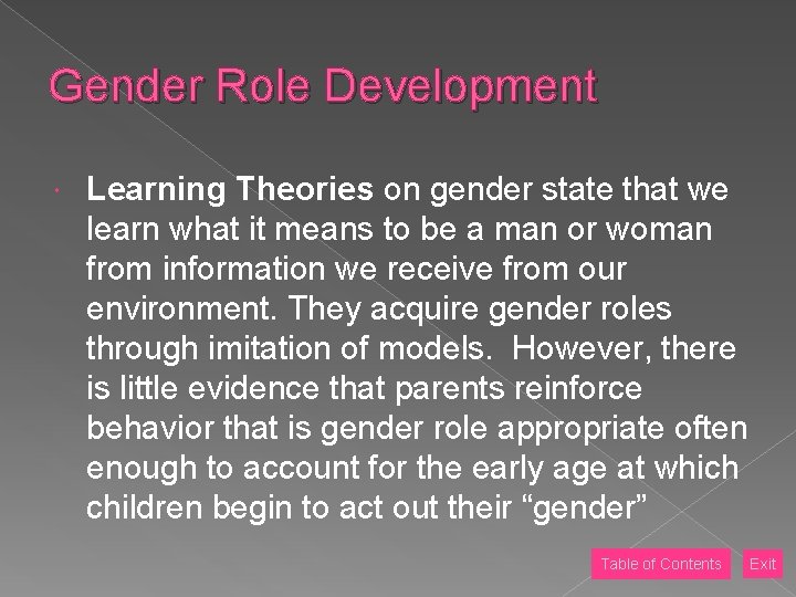 Chapter 11 Sexuality and Gender Table of Contents