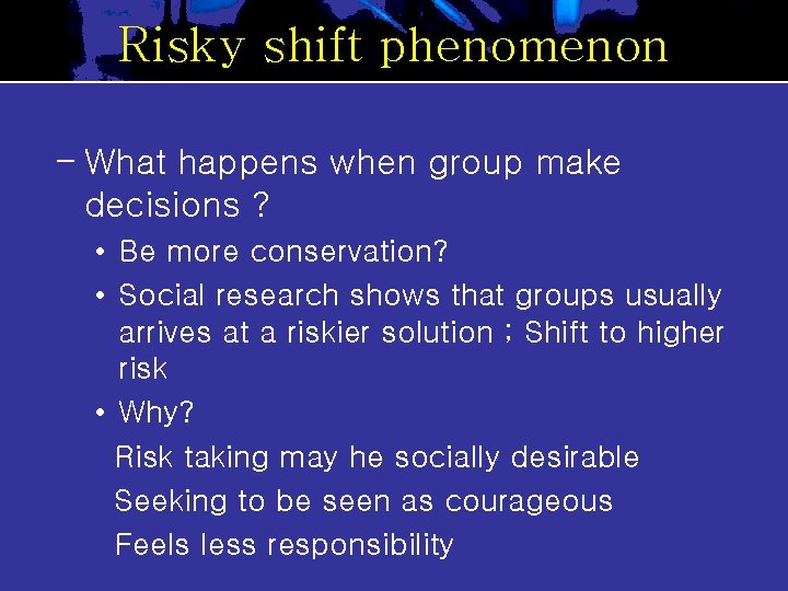 BACKGROUND TO RISK AND UNCERTAINTY Dynamic and Static