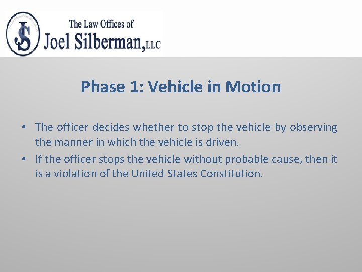 Phases of DUI Detection in New Jersey Disclaimer