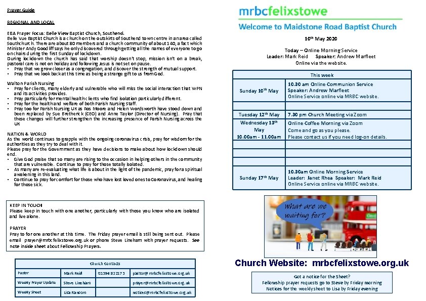 Prayer Guide REGIONAL AND LOCAL TBC EBA Prayer