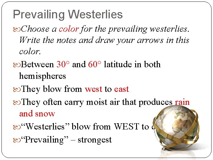 Global Winds Vocabulary Word Definition Equator This part
