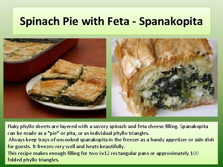 Spinach Pie with Feta Spanakopita Flaky phyllo sheets
