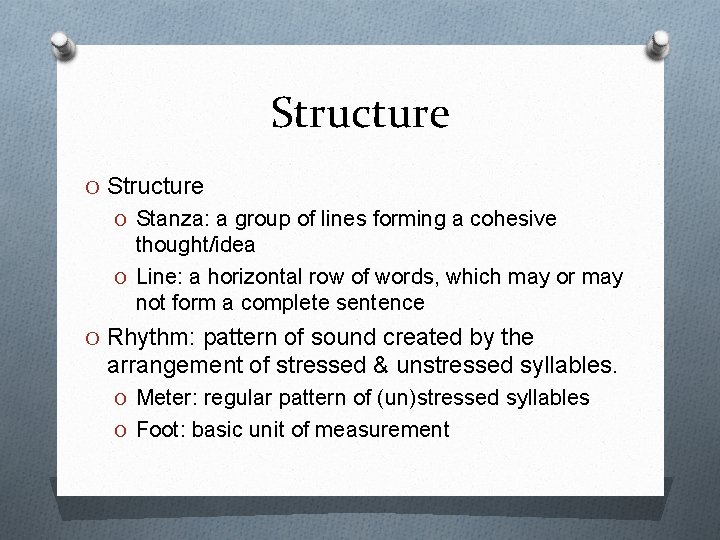 Basic Poetic Vocabulary 5 Basic Categories 1 2