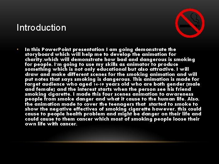 Storyboard Smoking Kills By Ahmed Taama Introduction In