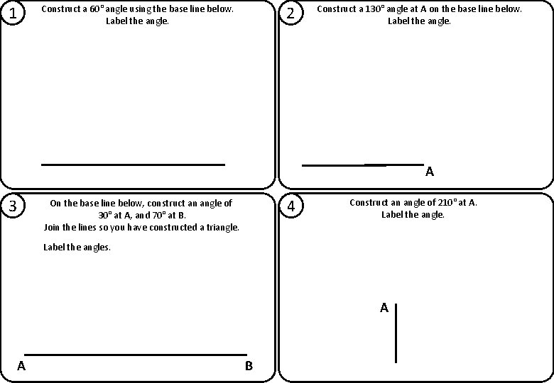 Construction Angles Relay Race In this competitive activity