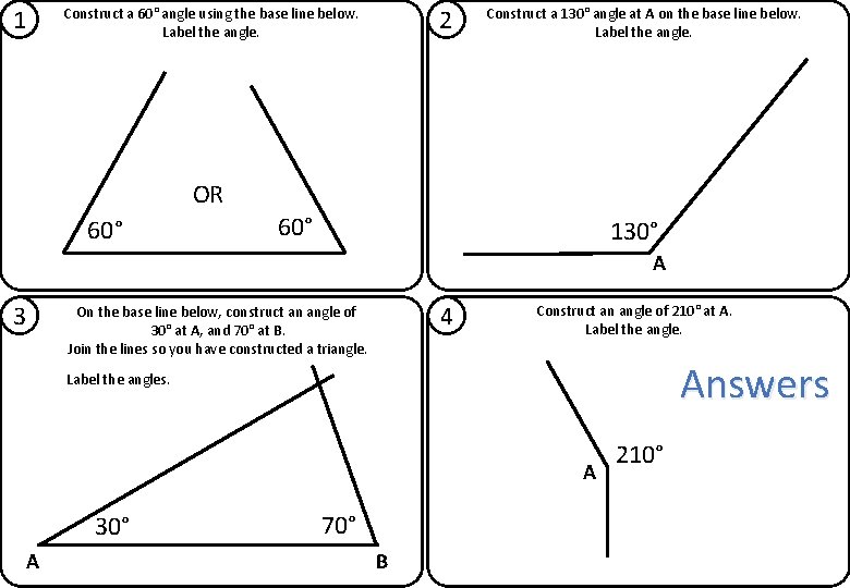 Construction Angles Relay Race In this competitive activity