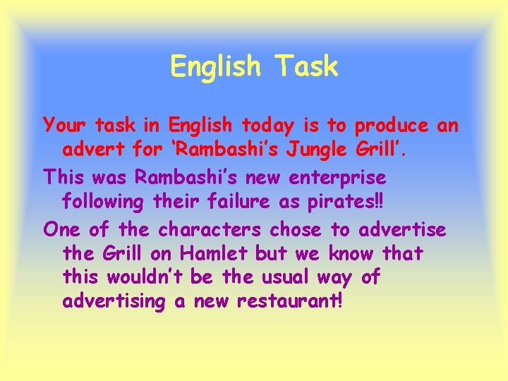 Advertisements English Task Your task in English today