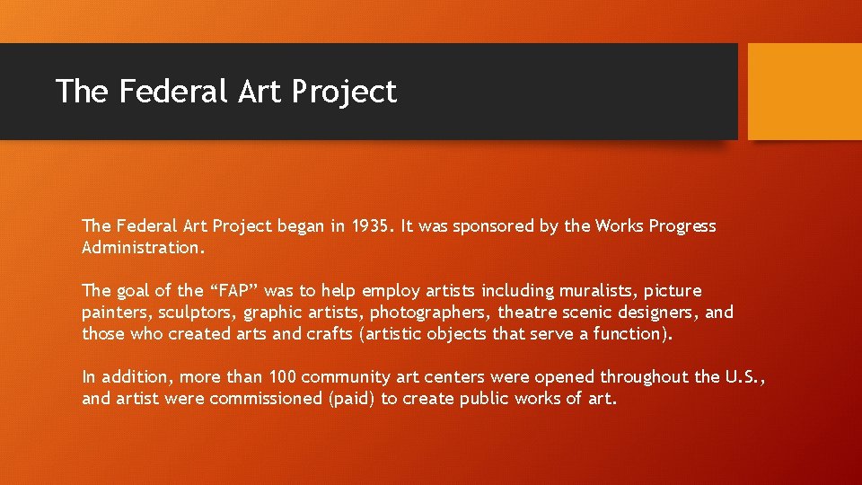 Federal Art Project 1935 1943 A NEW DEAL