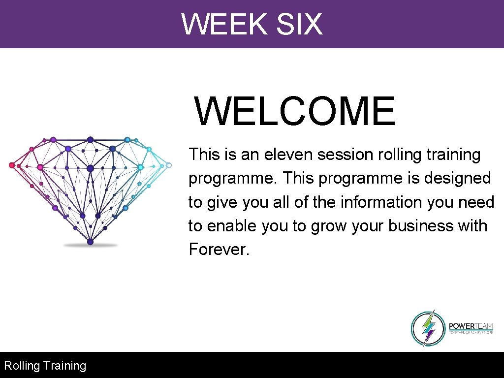 WEEK SIX WELCOME This is an eleven session