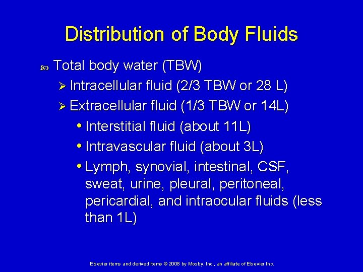 Fluids and Electrolytes Chapter 5 Part 1 Elsevier