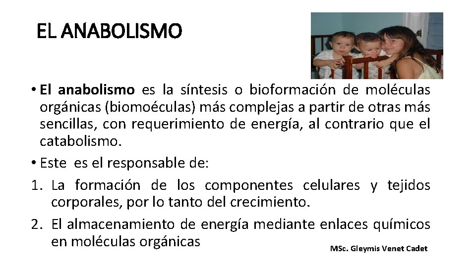 METABOLISMO Y NUTRICIN Tema 1 Introduccin al estudio