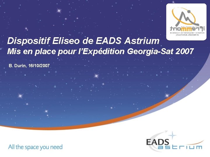 Dispositif Eliseo de EADS Astrium Mis en place