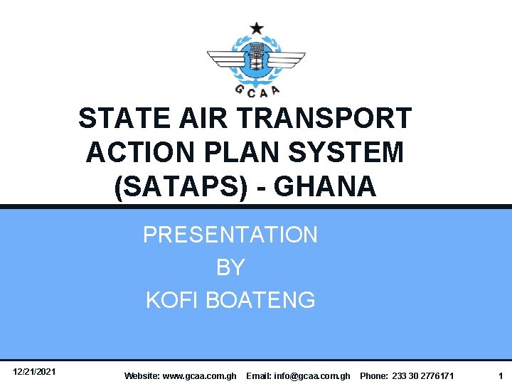 STATE AIR TRANSPORT ACTION PLAN SYSTEM SATAPS GHANA