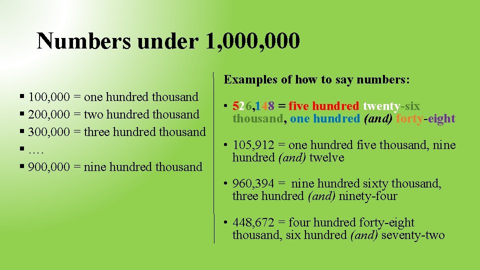 Numbers Help Review Numbers under 10 000 Thousands