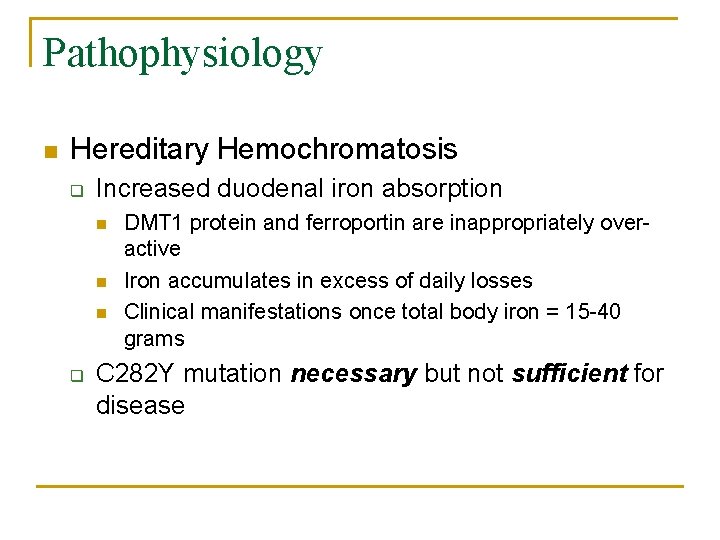 Hereditary Hemochromatosis Bill Cayley MD MDiv UW Health